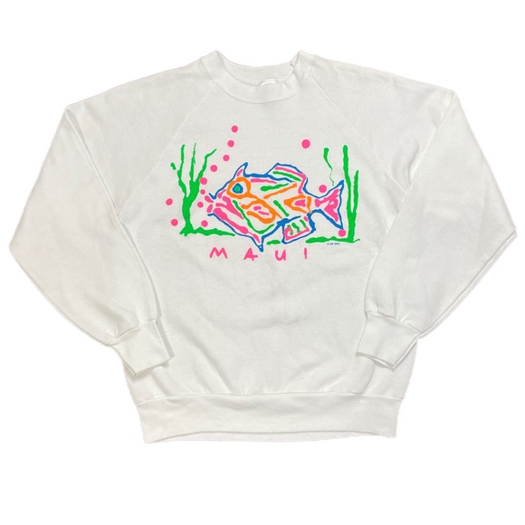 miller | Tops | Vintage 989 Maui Neon Fish Crewneck | Poshmark